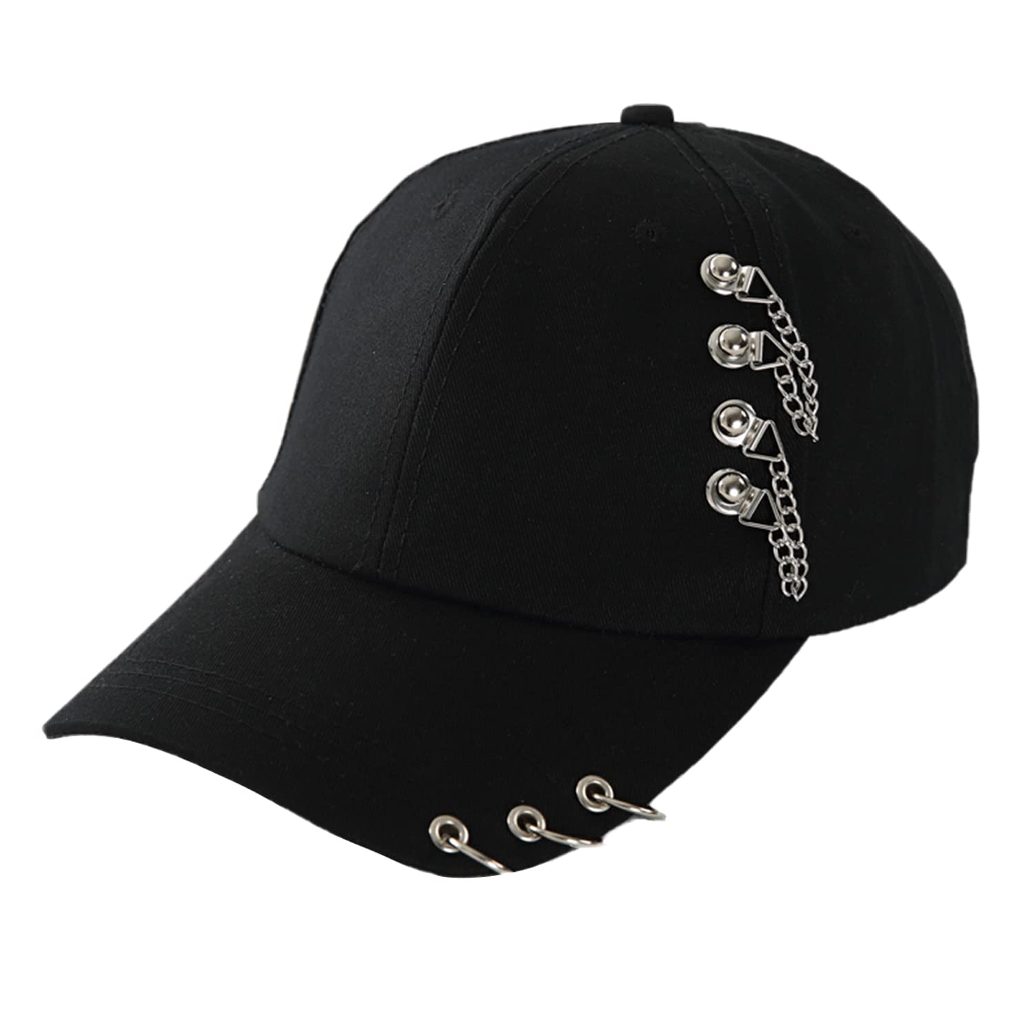 Adult Casual Solid Adjustable Iron Ring Baseball Caps Snapback Cap Casquette Hats Fitted Casual Gorras Dad Hats (one size, Black)