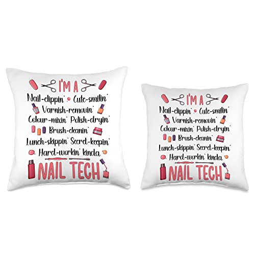 Best Nail Technician Definition Tech Appreciation Nail Technician Day Throw Pillow, 16x16, Multicolor