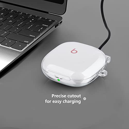 Beats Fit Pro Case Cover, Filoto Hard Case for Apple Beats Fit Pro 2021 Shockproof Protective Earbuds Case with Keychain Accessories for Men Women (Clear)