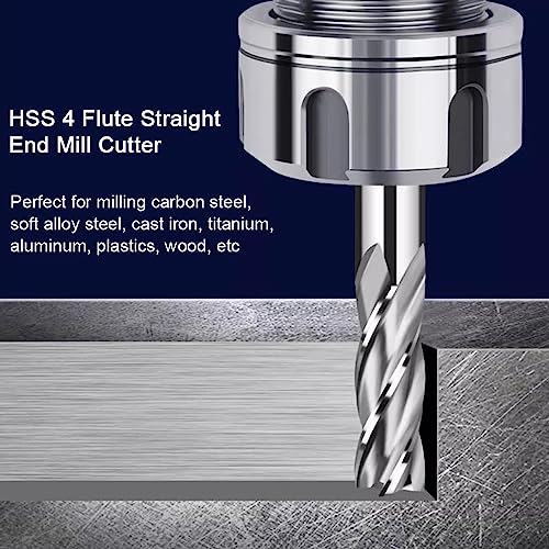 ASNOMY 10pcs 4-Flute End Mill Set, Metric CNC Milling Cutter Drill Bits Router Bits Cutter Tool Set for Wood Aluminum Steel Titanium, Straight Shank 2-12mm