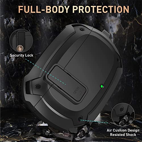 Beats Studio Buds/Studio Buds Plus Case 2021/2023, [Secure Lock] OTOPO Cool Beats Studio Buds+ Protective Case Cover Men Women with Keychain for New Beats Studio Ear buds + Case - Black
