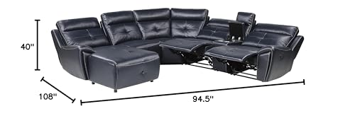 Lexicon Beckinsdale Modular Reclining Sectional Sofa, Left Chaise, Navy Blue