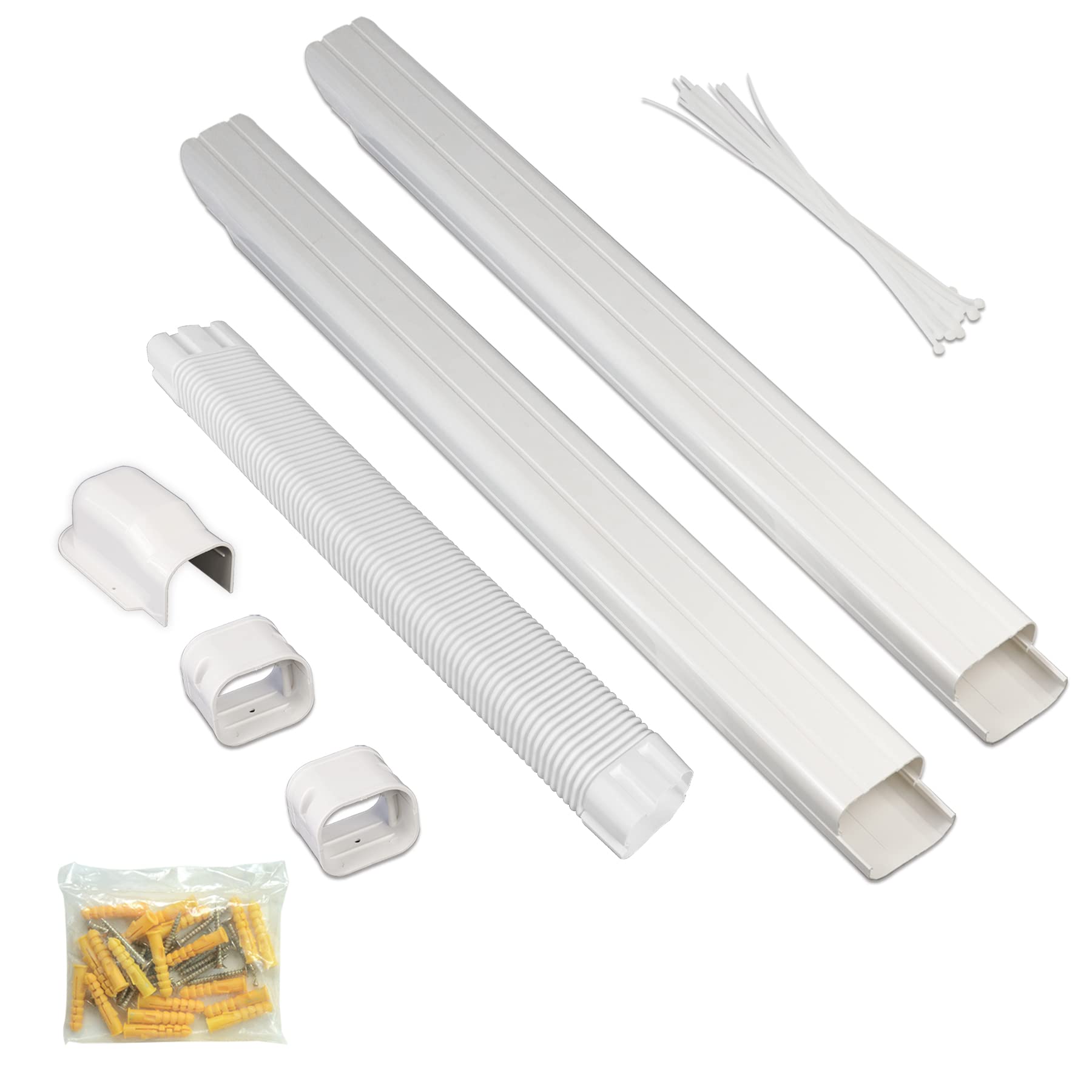 GCGOODS 4in 9ft Decorative PVC Line Set Cover Kit for Ductless Mini Split Air Conditioners, Central AC and Heat Pumps