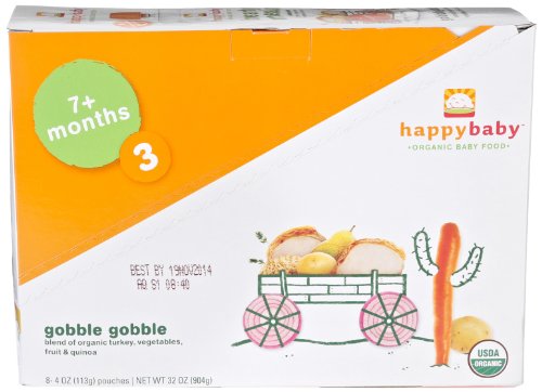 Happy Baby Organic Stage 3 Baby Food, Hearty Meals, Root Vegetables & Turkey with Quinoa, 4 Ounce (Pack of 8)