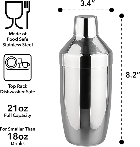 Arora 21oz Double Wall Stainless Steel Cocktail Shaker with insulated Design and Built-in Strainer,Margarita Mixer Drink Shaker for Bartending Home bar