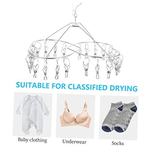 CAXUSD 1pc Drying Rack Metal Clothes Hanger Foldable Laundry Rack Stainless Steel Clips Clothes Drying Hanger Sock Hangers with Clips Drying Clip Hanger Balcony Drying Rack Socks Clips