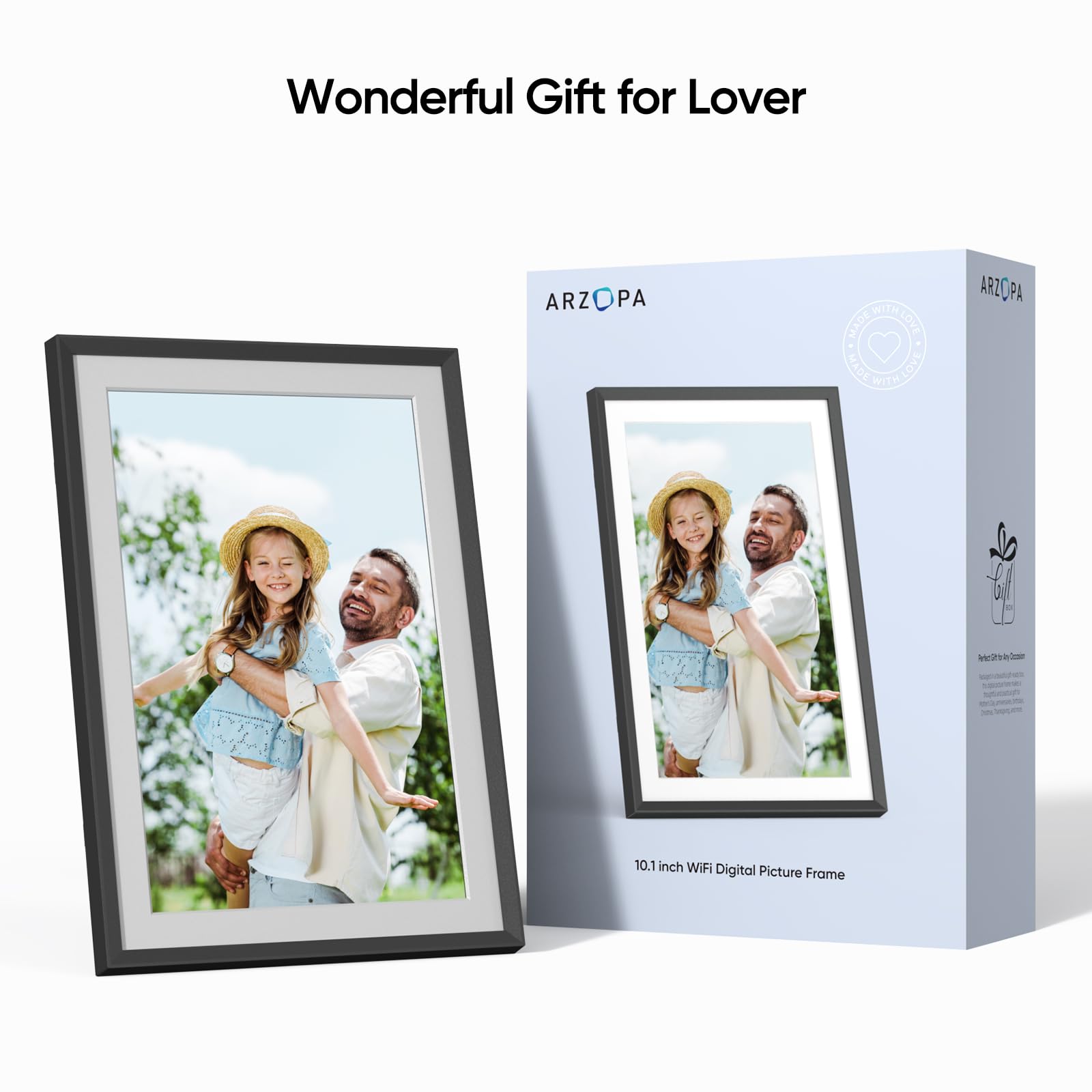 ARZOPA Frameo Digital Picture Frame 10.1 Inch Smart WiFi Digital Photo Frame 32GB with 1280x800 IPS Touch Screen, Auto-Rotate and Slideshow, Easy Setup to Share Photos Or Videos from Anywhere Anytime