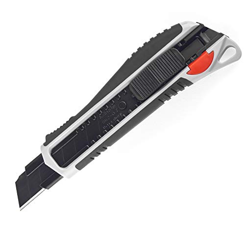 ASSIST Snap Off Heavy Duty 18mm Utility Knife Box Cutter ,25kgs Locking Froce , with 10pack SK2 High-Carbon Steel Black Premium Tempered Sharp Blades, Hand tool Gifts