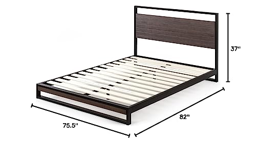ZINUS Suzanne 37 Inch Bamboo and Metal Platform Bed Frame / Solid Steel Construction / No Box Spring Needed / Wood Slat Support / Easy Assembly, Grey Wash, King
