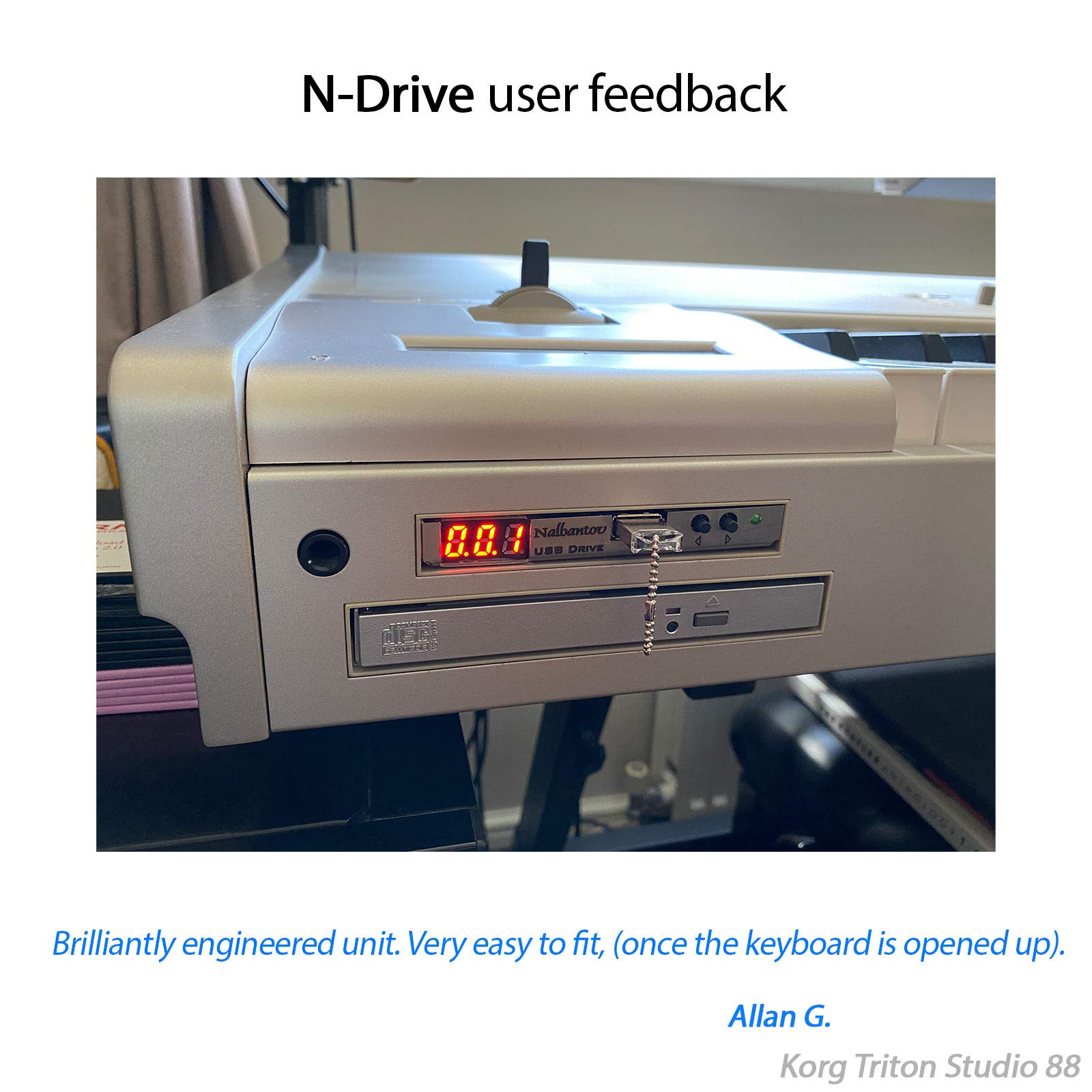 Floppy Disk USB Emulator Nalbantov N-Drive Slim for Korg Triton Studio Version ONLY (different emulator available for Classic,Pro, ProX, Rack versions)