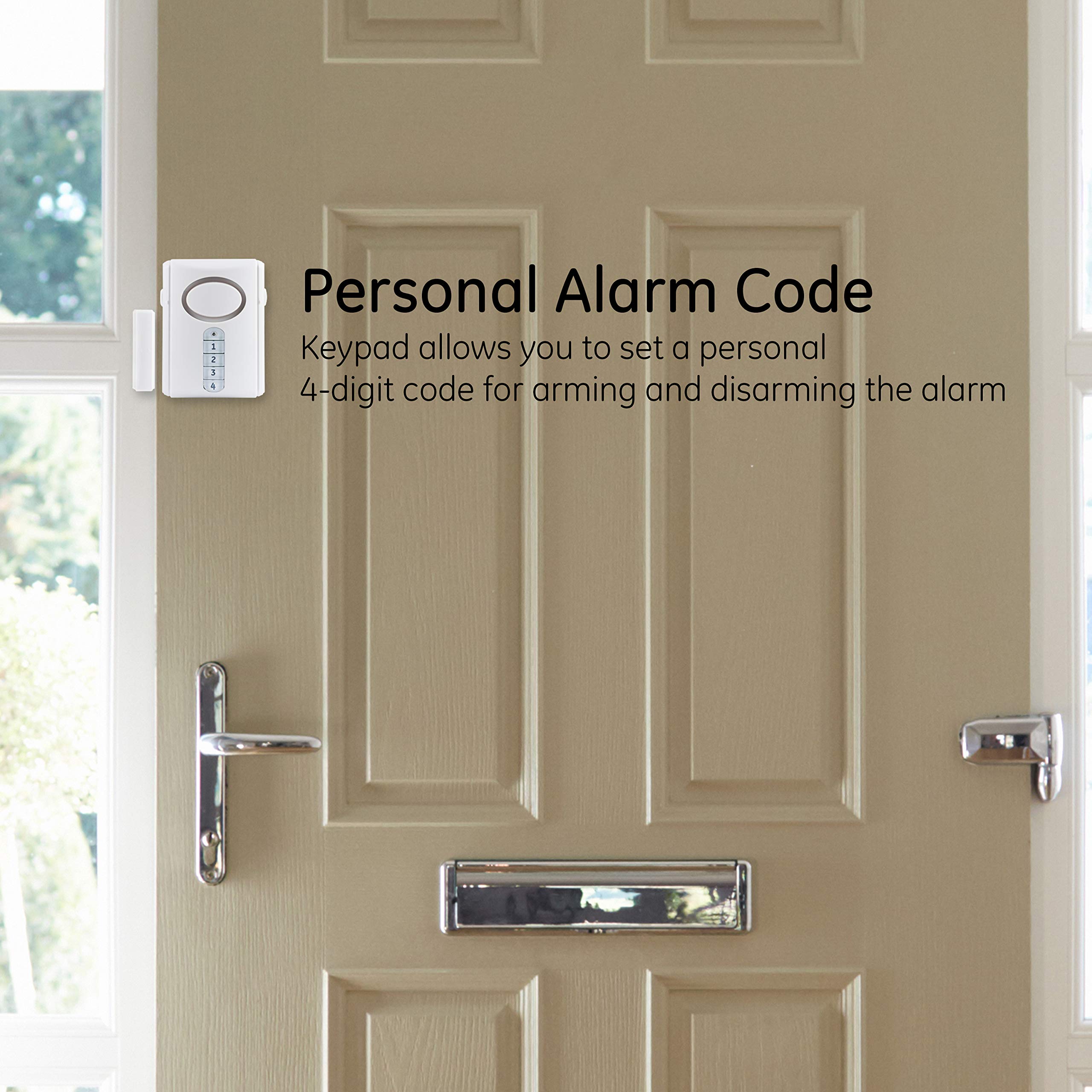 GE home electrical GE Personal Security Window and Door Alarm, Deluxe Alarm, DIY Protection, Burglar Alert, Keypad Activation, Easy Installation, Ideal for Home, Garage and More, 45117