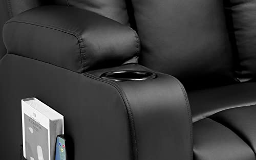 COMHOMA Recline Chair Set,Furniture 3PC Bonded Leather Recliner Set Living Room Set, Sofa with massger(Black, 3+2+1)
