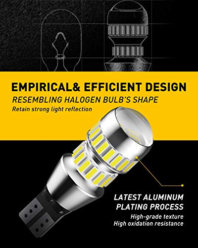 AUXITO 912 921 LED Bulbs for Backup Reverse Light Bulbs, 2600 Lumens 4014 42-SMD, 6000K White, Non-polarity 906 W16W T15 921 LED Bulb Direct Back Up Turn Signal Replacement Lamp, Pack of 2