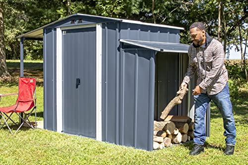 Arrow Sheds 10' x 5' Galvanized Steel 3-in-1 Pad-Lockable Outdoor Utility Storage Shed, Anthracite