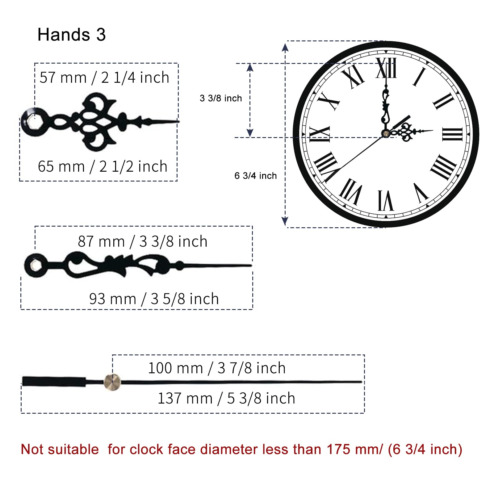 EMOON Clock Movement Mechanism with 3 Pack Clock Hands, Silent Sweep Quartz Clock Motor Kit, for Clock Repair DIY Replacement, Custom Clock
