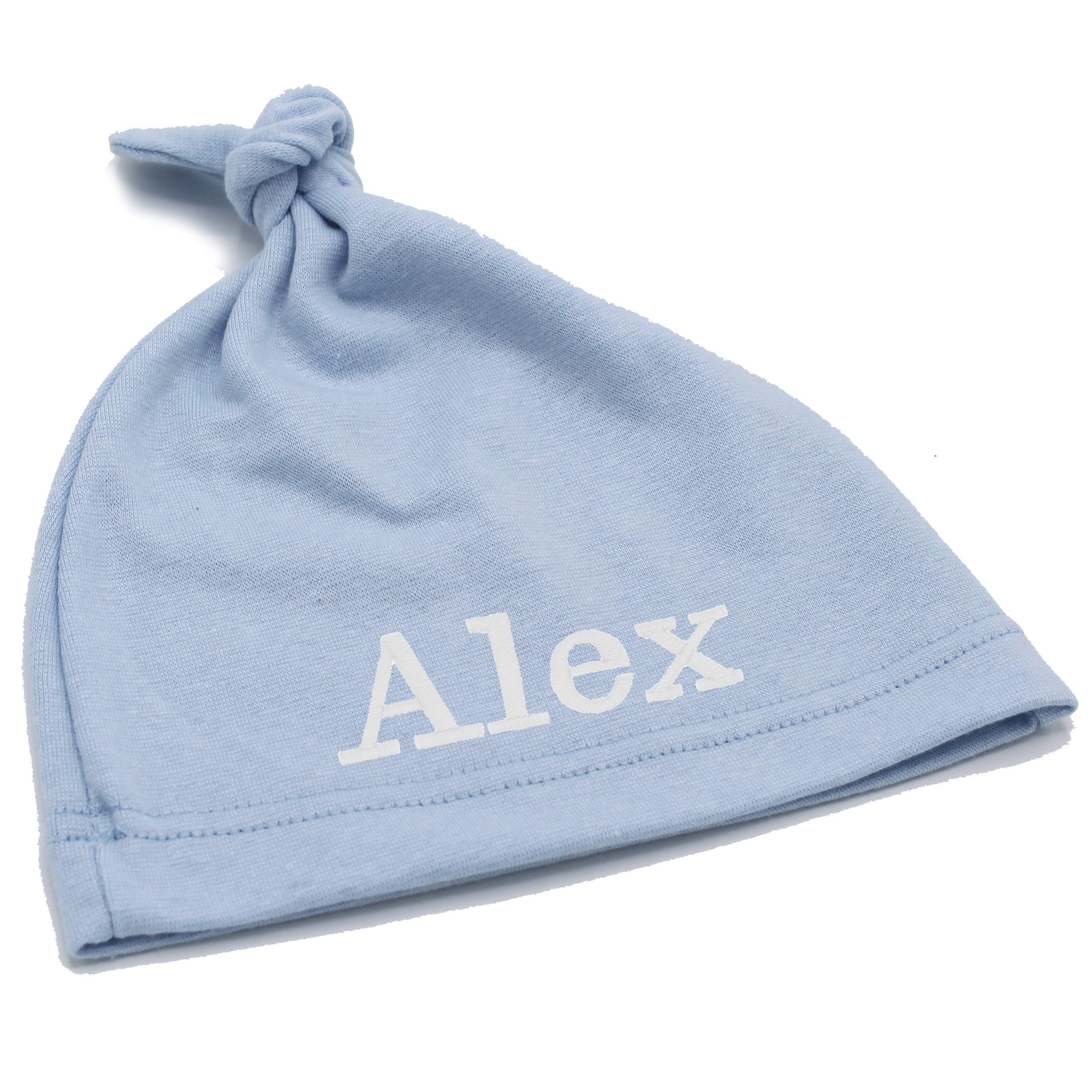 My Personal Memories Custom Embroidered Baby Boy Girl Beanie Hat, Personalized Keepsake for Newborn, Customized Infant Gift for Baby Showers, New Parents (Blue)