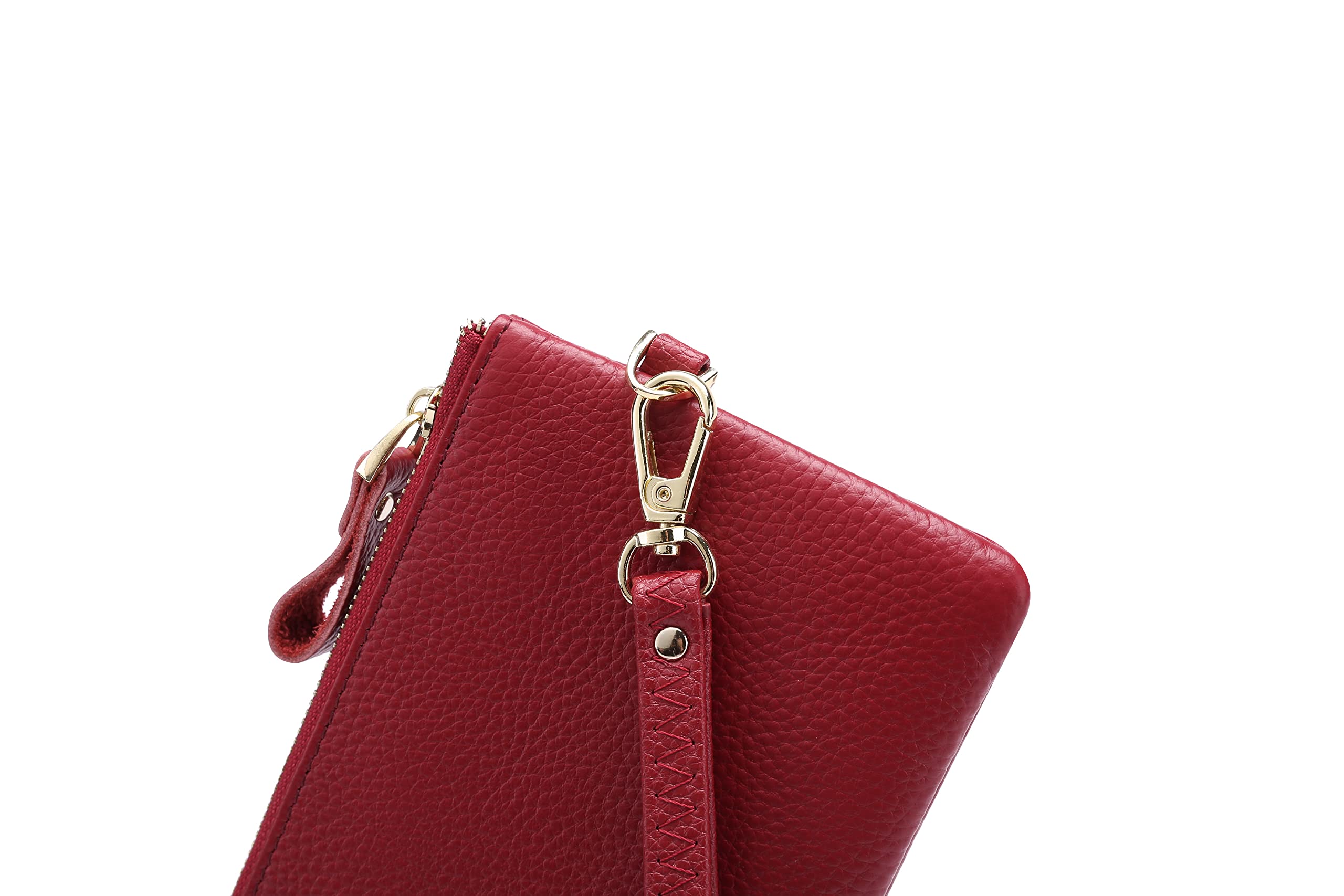 COKOK Wristlet Coin Purse-Women's Wristlet Clutch Slim Leather Wallet RFID Blocking Handbag(Wine Red)