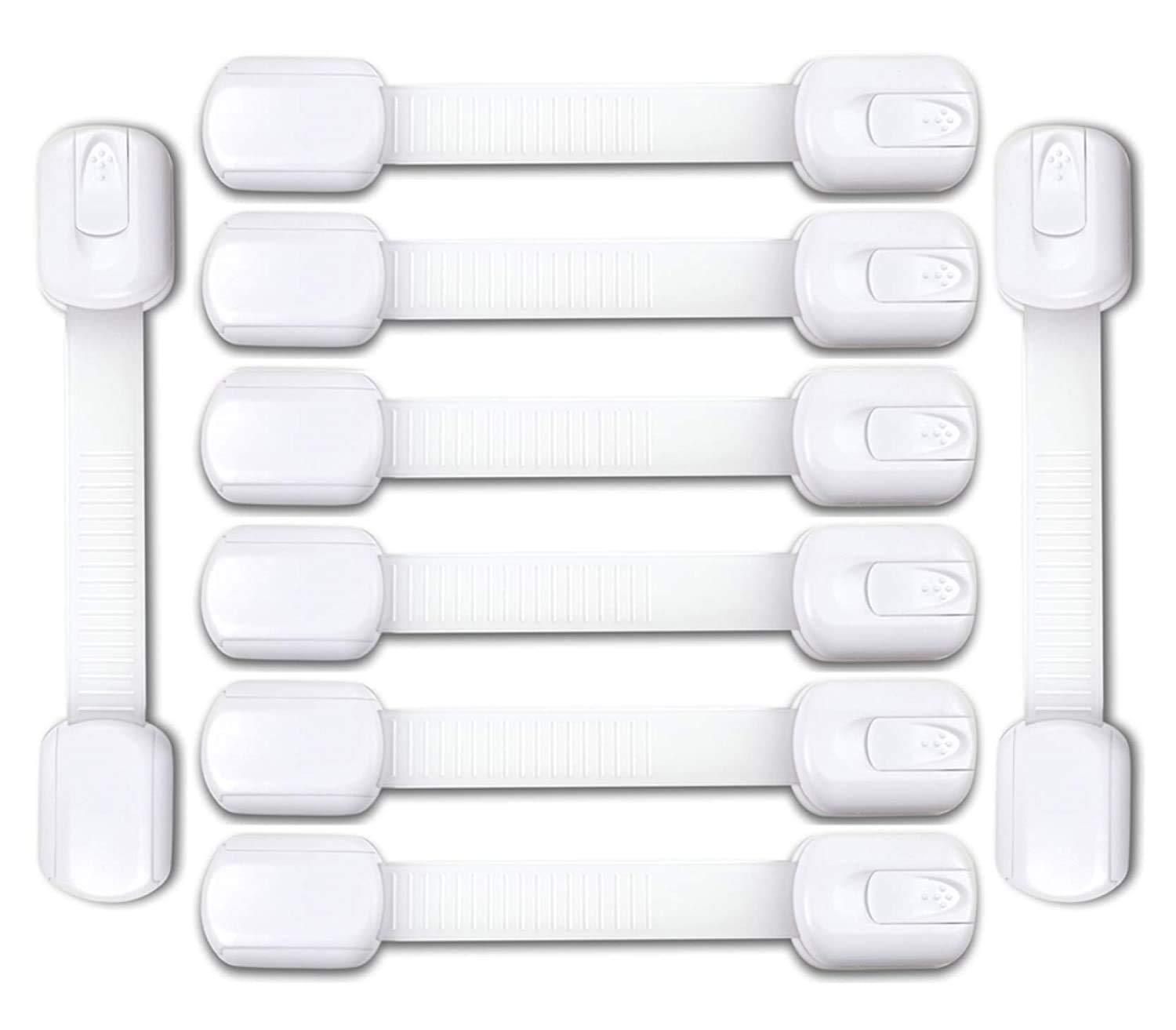 EliteBaby Baby Proofing Adjustable Child Safety Cabinet Locks, 8 Pack - Babylock Cabinet Latches to Baby Proof Cabinets, Drawers Locks | Child Safety Locks | No Drilling | 3M