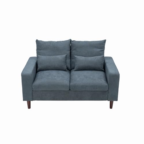 Panana Linen Fabric 2 Seater Loveseat with Armrest, Double Seat Compact Sofa Couch for Living Room Furniture (Grey)
