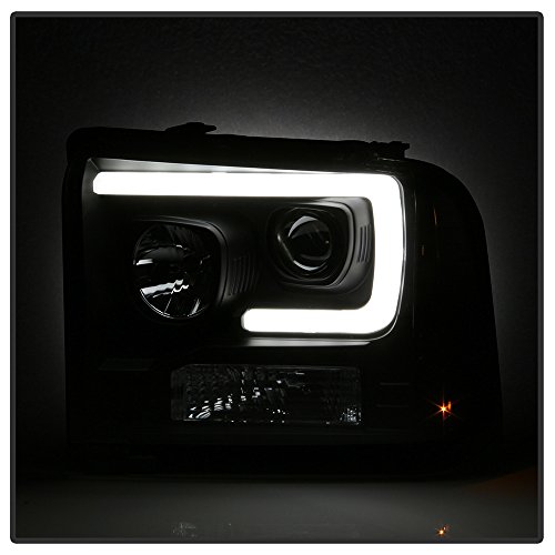 ACANII - For 2005-2007 Ford F250 F350 F450 Superduty Black LED Tube Projector Headlights Headlamps Pair Set Left+Right