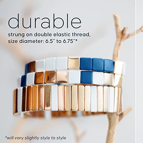 Cedar and Ink Stackable Bracelets, Tile Bracelets for Women, Stackable Enamel Bracelets, Enamel Bangle Bracelet, Gifts for Women - Nautical Mile