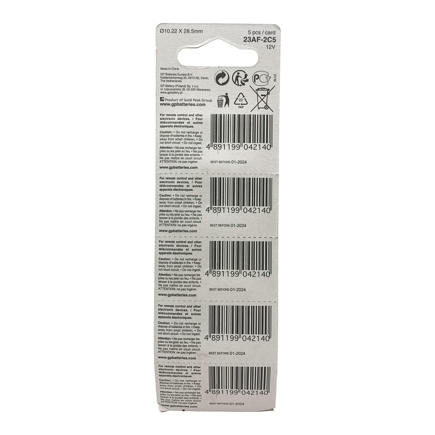 GP Batteries 23AE A23 12v Alkaline Batteries (Pack of 5)