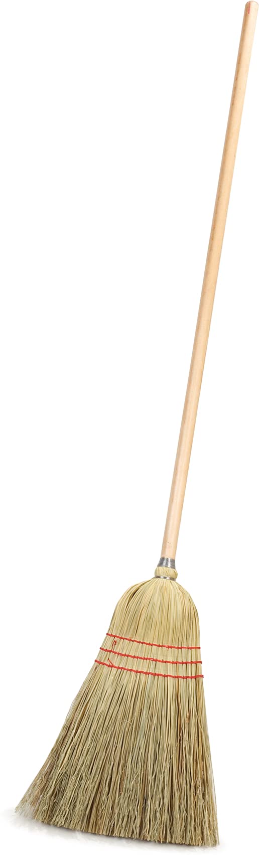Carlisle 4134967 Warehouse Broom with Wood Handle, 10" Bristle Trim, 1" Height, 1" Width, 55" Length, Corn Blend, Natural