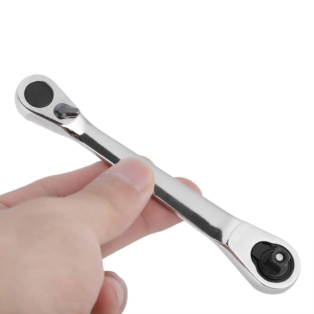 Akozon Allen Wrench, 1/4" Mini Ratchet Socket Wrench Screwdriver Hex Wrench Quick Release Ratchet Wrench (130mm)