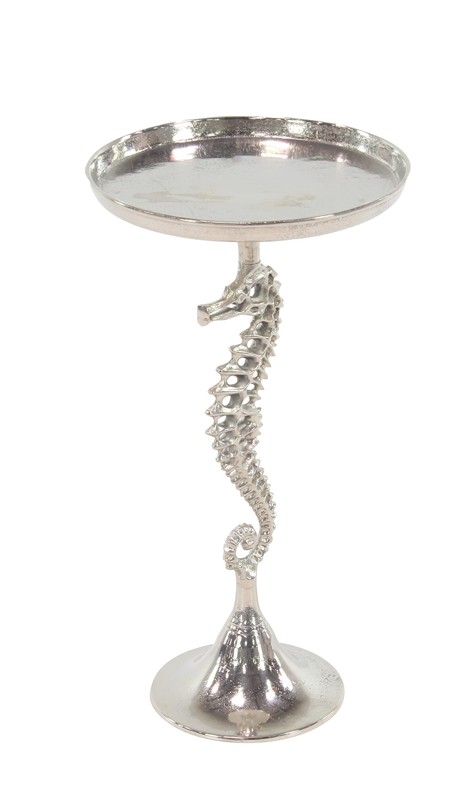 Deco 79 Coastal Aluminum Accent, Side Table 14" x 14" x 27", Silver