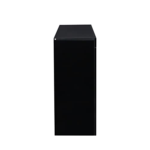 BUTURCAR Kitchen Buffet Storage Cabinet, Modern Dining Room Sideboard Cabinet, Hallway Living Room Display Cabinet - Black High Gloss Buffet Cabinet with Storage, Door, and LED Light