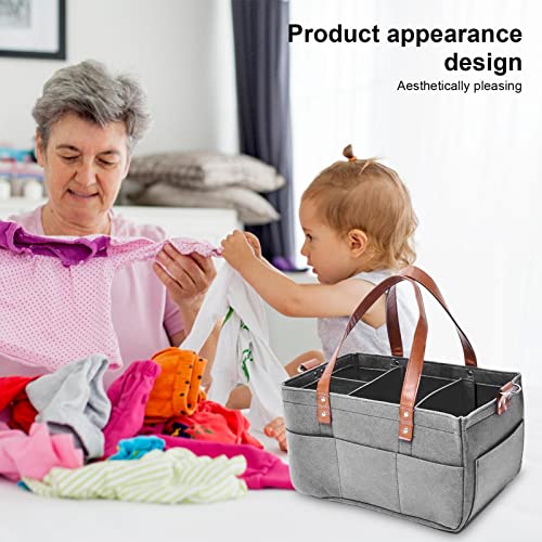 KITERI Diaper Caddy Basket, Felt Storage Caddy, Baby Diaper Caddy Organizer With Handles, Portable Nursery Storage Bin, Baby Diaper Organizer Caddy Bag Suitable For Diapers And Cars