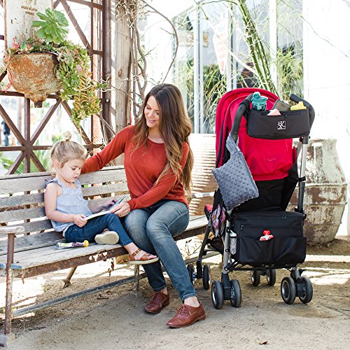 J.L. Childress Cuddle 'N Cover Stroller Blanket - Silky and Minky Fabrics - Blanket Attaches to Stroller - Privacy Cover, Blanket, Sun Shade - 30" x 30" - Grey