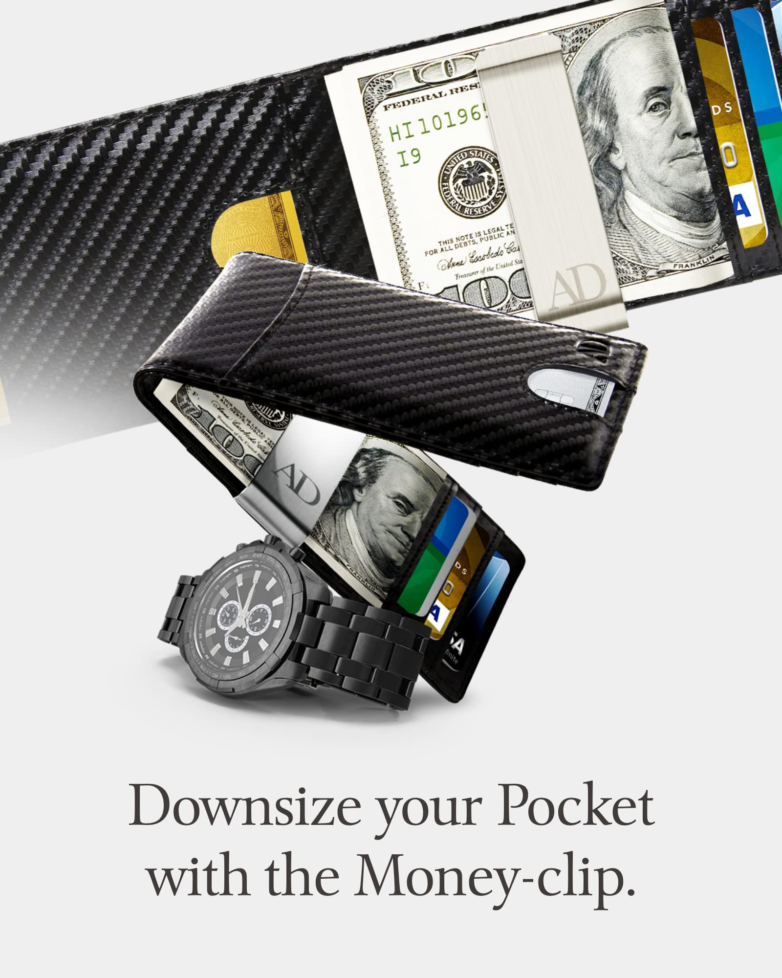 Access Denied Slim Money Clip Wallets For Men - Vegan Faux Leather Bifold Mens Wallet RFID Front Pocket Minimalist Credit Card Holder With Gift Box