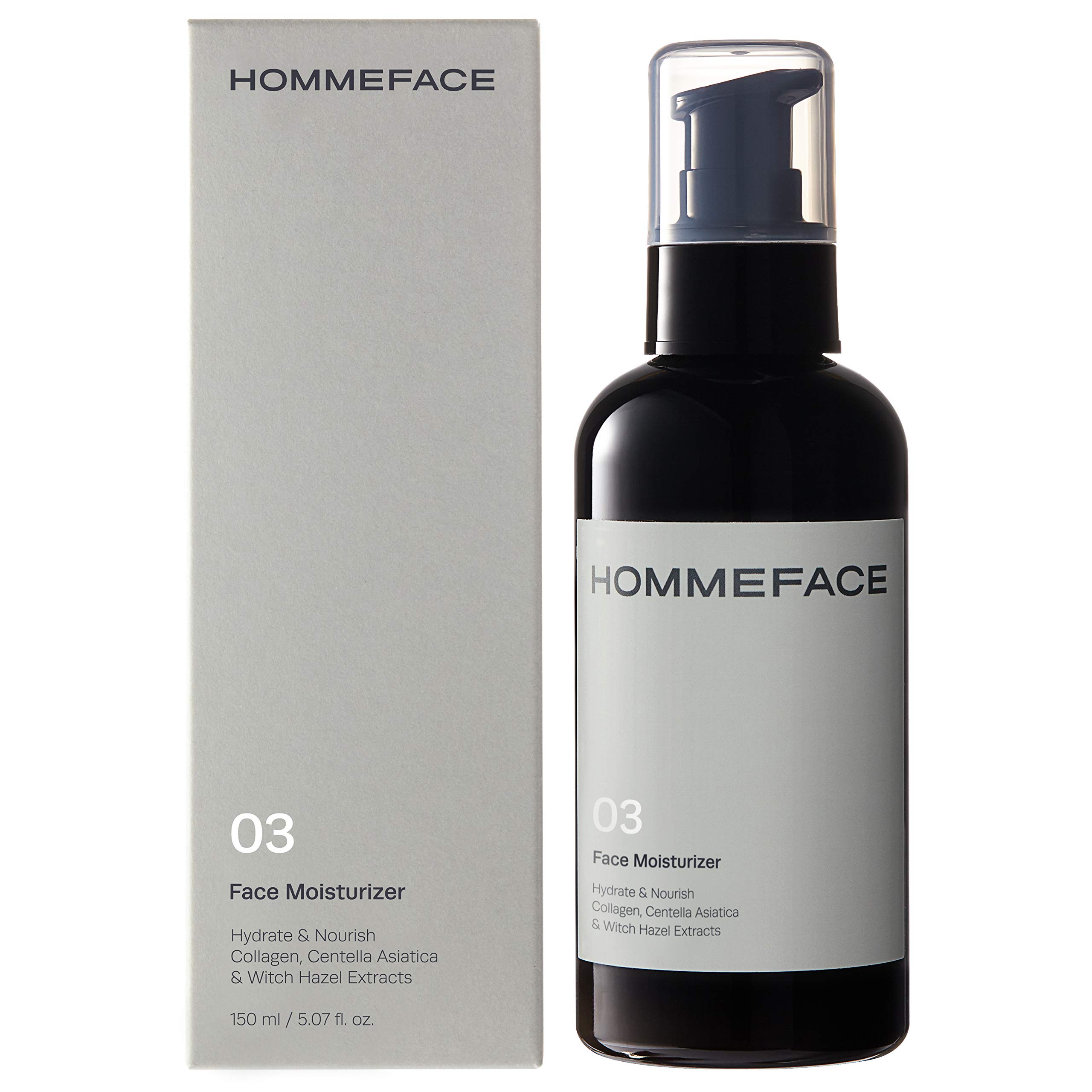 HommeFace Menās Daily Face Moisturizer, 5.07 fl. oz. - Hydrating & Nourishing Facial Lotion for Men with Collagen, Witch Hazel & Cica Extracts, Lightweight, Alcohol-Free
