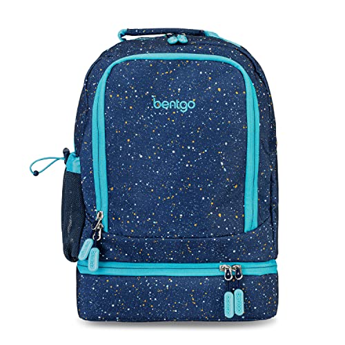 Bentgo® Kids 5-Compartment Lunch Box Set With Insulated Lunch Bag and 2-in-1 Backpack & Insulated Lunch Bag (Confetti Edition - Abyss Blue)