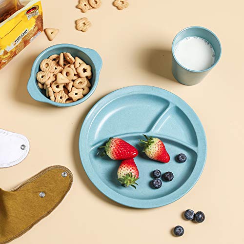 PandaEar Safe Stackable (4 Pack) Authentic Bamboo Baby Toddler Bowls Dinnerware, Non-Toxic Top Rack Dishwasher Safe, Eco-Friendly BPA Free(Neutral)
