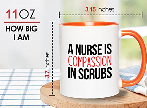 Bubble Hugs Nurse 2Tone Orange Mug 11oz - A nurse is compassion - Labor Clinical Certified Nursing Assistant Surgical Emergency Oncology Practitioner