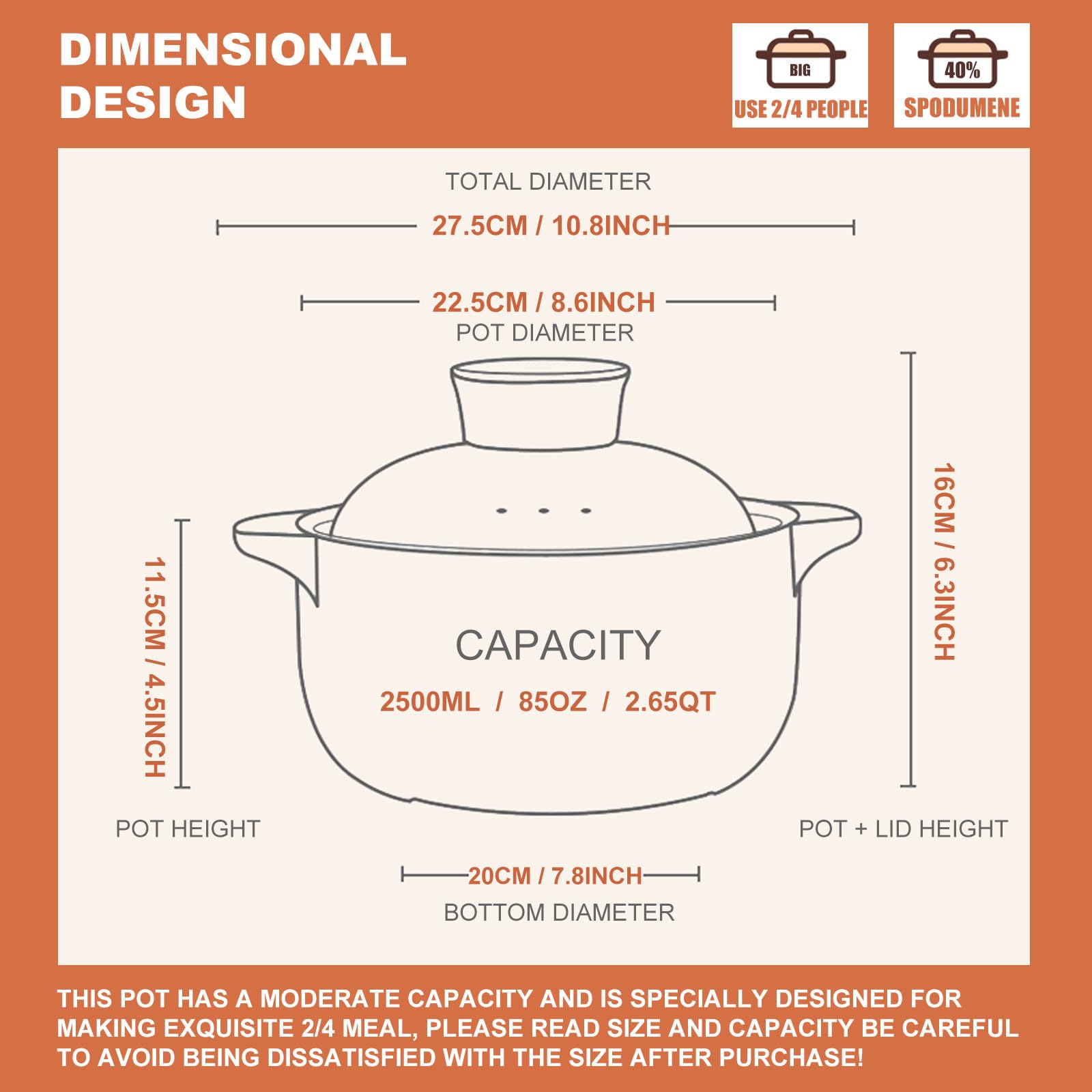 Aroplor 2.65Quart Ceramic Casserole Nonstick stockpot with Lid Red Round Casserole Skillet,Earthen Pot/Ceramic Cookware with Lid,Uniform Heating,Oven Safe,Heat Resistant, Cooking Rice Soup