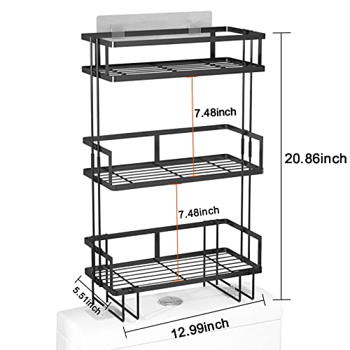 Bathroom Organizer Counter Shelf, Over The Toilet Storage, 3-Tier Bathroom Organizer Shelves, Multifunctional Toilet Rack,No Drilling Space Saver with Wall Mounting Design