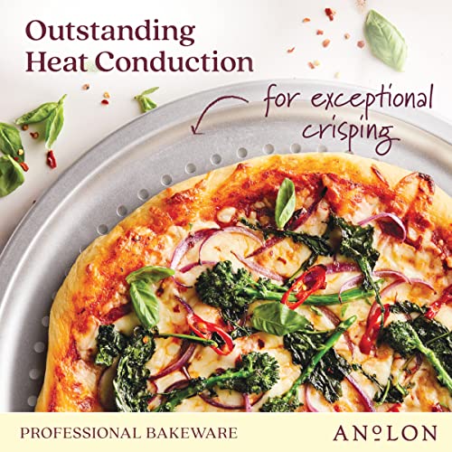 Anolon Pro-Bake Aluminized Steel Bakeware Set, Includes Cookie Pans, Loaf and Pizza Pan, 4 Piece - Silver