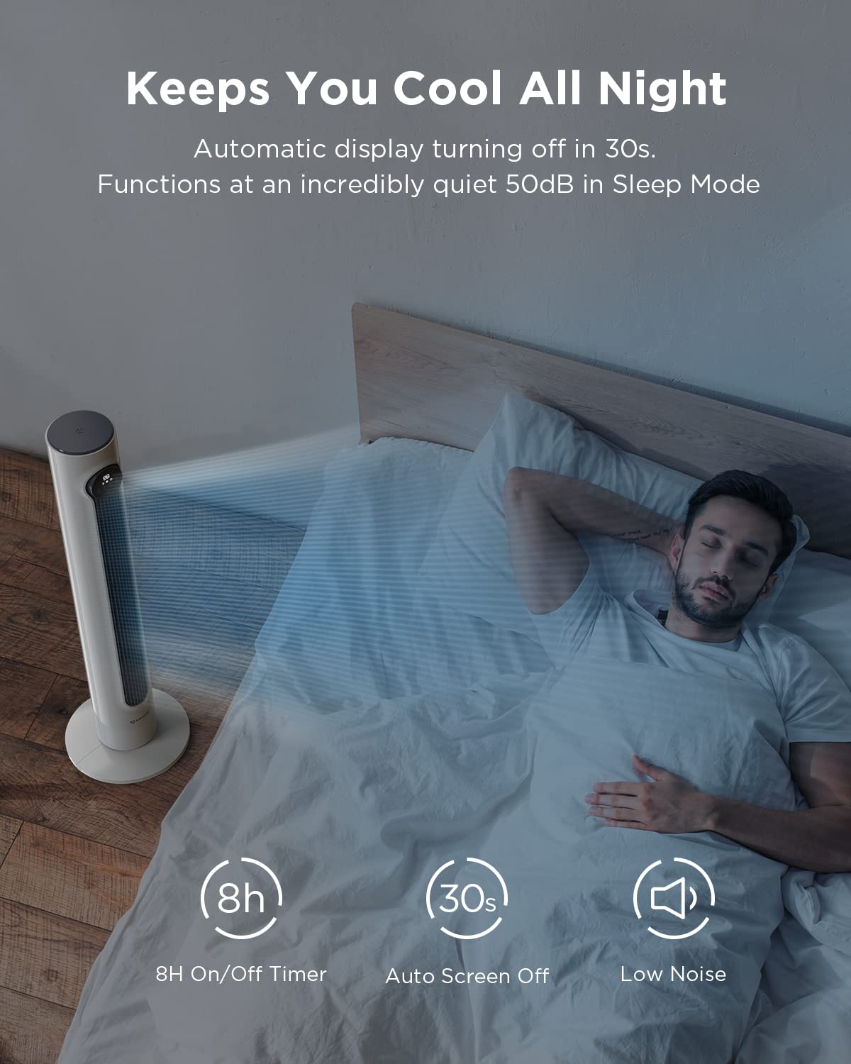 AIRMATE Tower Fan with Remote, 42in Silent Oscillating Fan, Bladeless Standing Fan, 3 Modes 8 Speeds, LED Display Touchpad Multifan, 8H Timer Floor Fan for Bedroom Home Office Portable