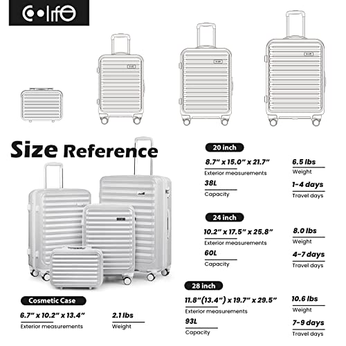 Coolife Luggage Suitcase 4 Piece Set expandable (only 28β) ABS+PC Spinner suitcase with TSA Lock carry on 20in 24in 28in