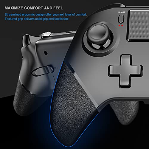 GCHT GAMING Wireless Pro Controller for PS4/PS4 Slim/PS4 Pro Compatible PC, Steam, Android and iOS, MAC, with Back Buttons, Turbo, Vibration, Game Joystick Gamepad Wireless/Wired (Dark Black)