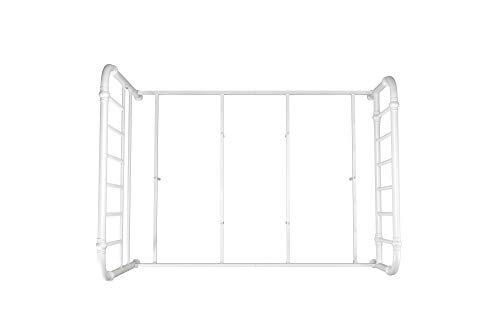 DHP Jenny Lind Kids Metal Bed Frame with Country Chic Headboard and Footboard, Underbed Storage Space for Toys, Twin, White
