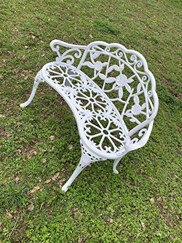 C/G Patio Balcony Bench Double Seat, Anti-Rust Cast Aluminum Patio Garden Bench for Park Yard Outdoor Furniture White