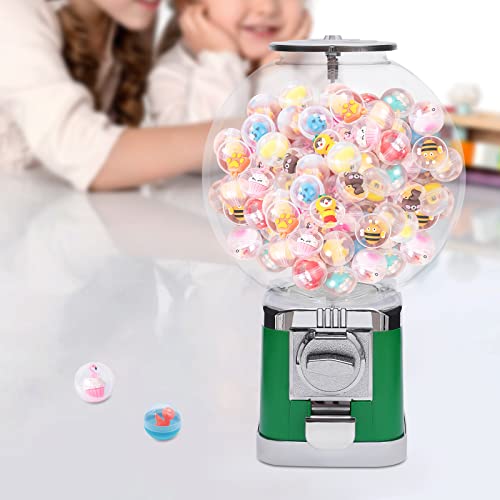 Gdrasuya10 Vending Machine, 18.11" Big Bubble Gumball Machine Lockable Candy Gumball Dispenser Machine Large Capacity Toy Vending Machine for 1.26inch Ball or Candy, Green