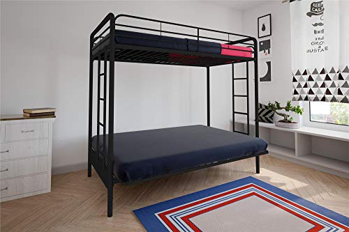 DHP Twin-Over-Futon Convertible Couch and Bed with Metal Frame and Ladder - Black