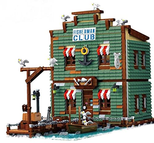 General Jim's Realistic Detailed Harbortown Fishing Club Shop Classical Architectural Styled City Modular Building Blocks Toy Bricks Building Model Set for Adults and Teens