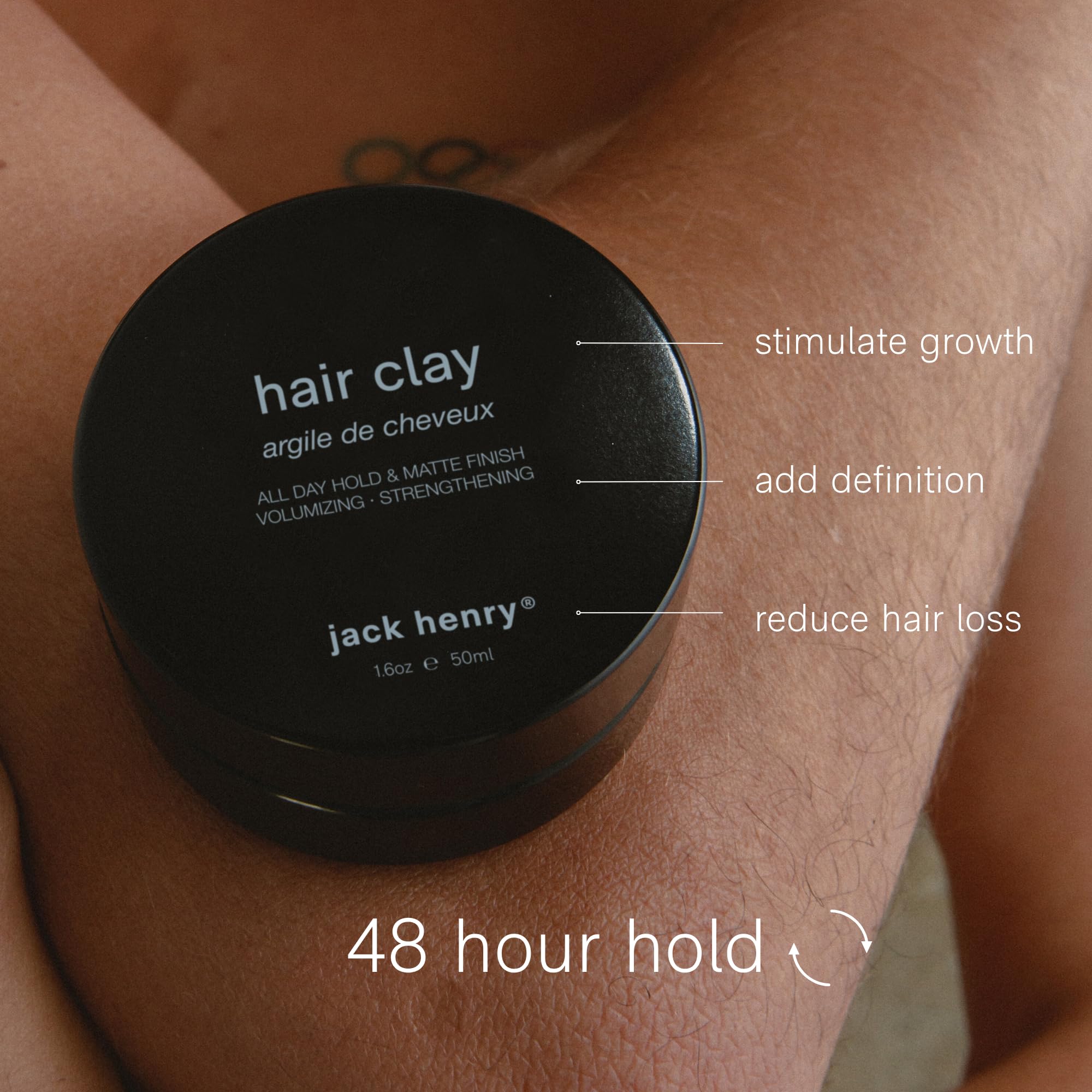 Jack Henry Hair Clay Styling Product, Add Thickness & Texture, 4 Ingredients, 1.6 oz