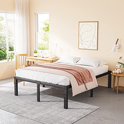 Cleaniago California King Bed Frame, 3“ Wide Wooden Slats Support for Mattress, 18 Inch High Rised, No Box Spring Needed Platform, Noise Free, Easy Assembly